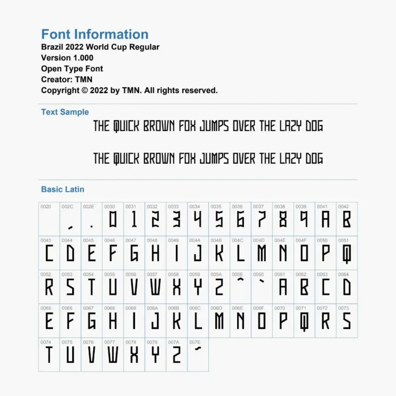 Brazil 2022 World Cup Font TTF Vector – Player Font
