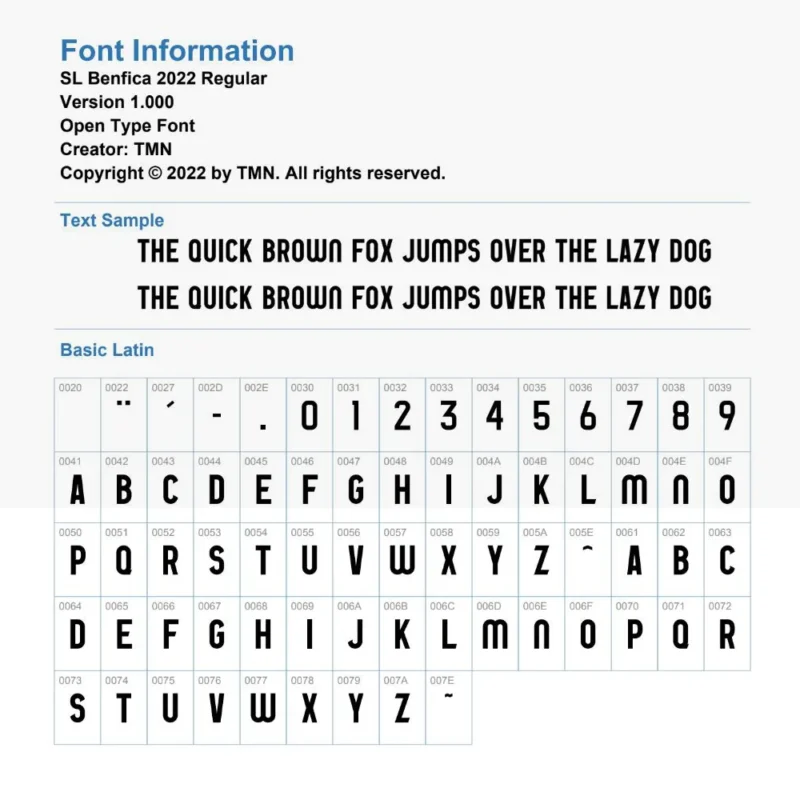 SL Benfica 2022-23 Home Kit Font – Player Font