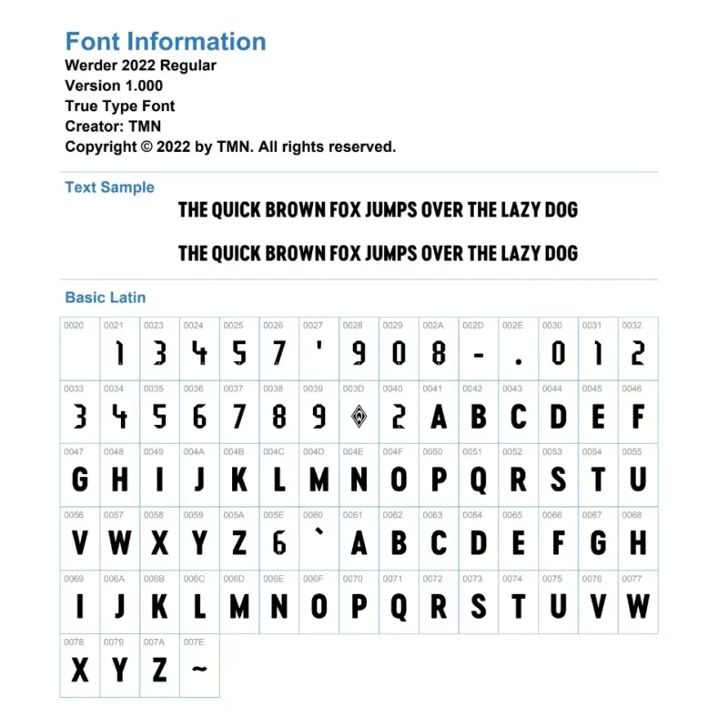 Werder Bremen 2022-23 Kit Font Download – Official Typography