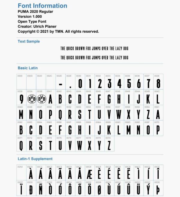 Puma Borussia Dortmund 2020-2021 Kit Font – Player Font