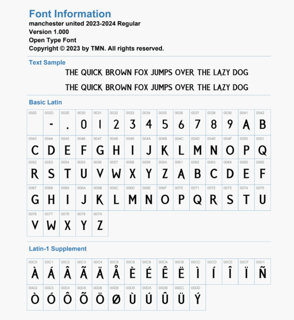 Manchester United 2023-24 Font Released – Player Font