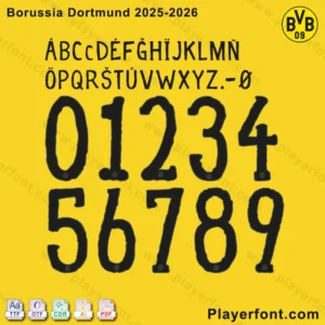 Borussia Dortmund 2025-2026 Font Download - Official BVB Kit Style