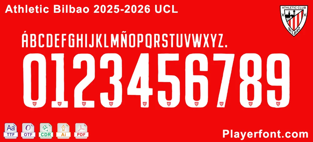 Athletic Bilbao 2025-2026 UCL Font Download - TTF, OTF & Vector Files