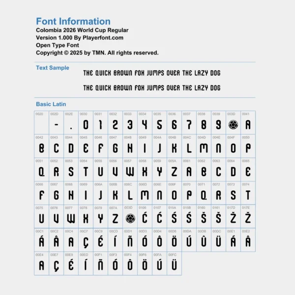 Colombia 2026 World Cup Font Kit - TTF, OTF & Vector Files